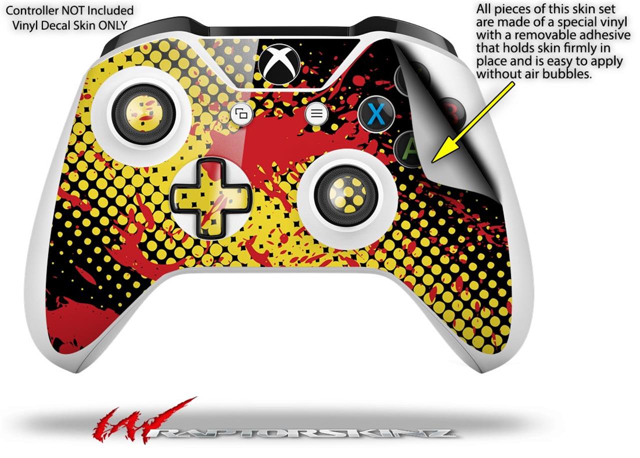XBOX One S and One X Wireless Controller Skins Halftone Splatter Yellow ...