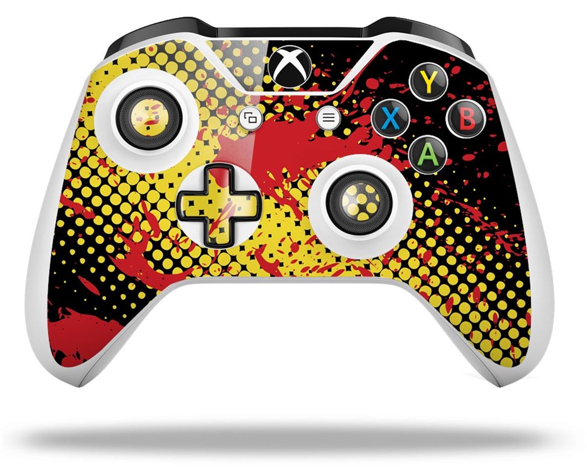 XBOX One S and One X Wireless Controller Skins Halftone Splatter Yellow ...