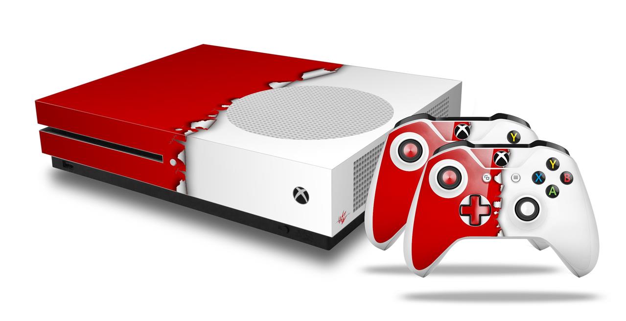 XBOX One S Console Controller Bundle Skins Ripped Colors Red White ...