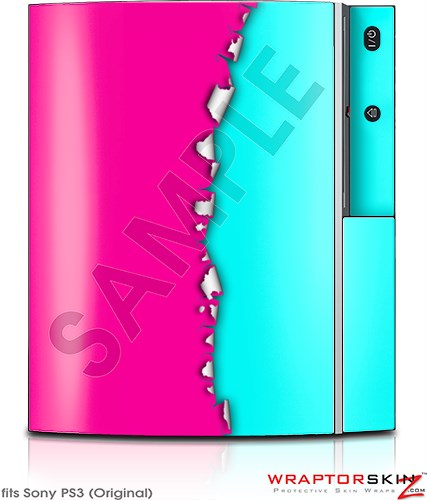 Sony PS3 Original Console Skins Ripped Colors Hot Pink Neon Teal ...