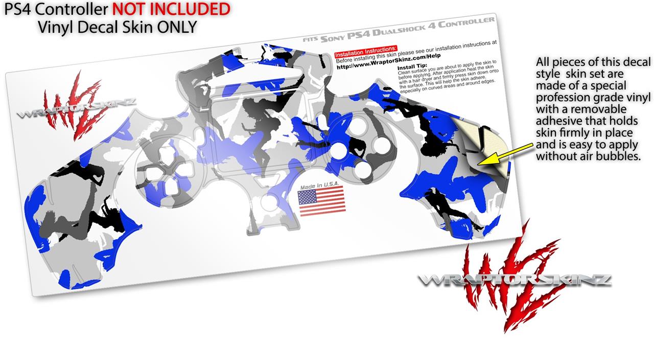 Sony PS4 Controller Skins Sexy Girl Silhouette Camo Blue | WraptorSkinz