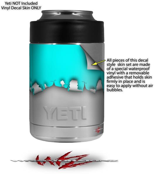 Yeti Colster Can Skins Ripped Colors Neon Teal Gray | WraptorSkinz
